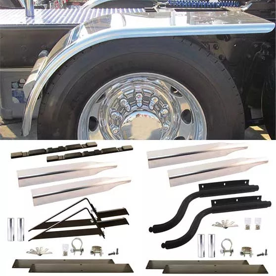 60" Smooth Half Fenders & Mounting Kit - 16 Gaug...