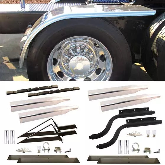 66" Smooth Half Fenders & Mounting Kit - 14 Gaug...